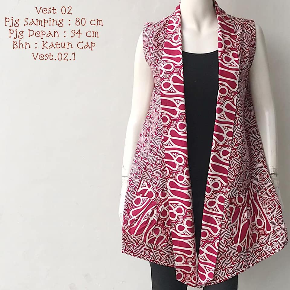 Cardi Outer Vest Batik Tanpa Lengan Monic - Batik Bagoes Solo