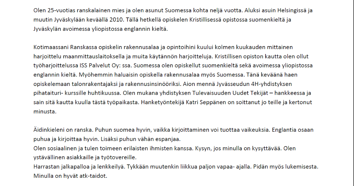 Askeleita työelämään: Työhakemus