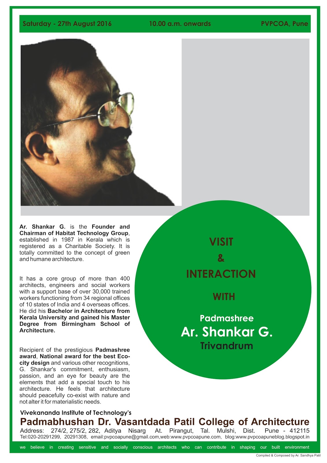 PVP College of Architecture, Pune.: Visit & Interaction: Ar. Shankar G ...