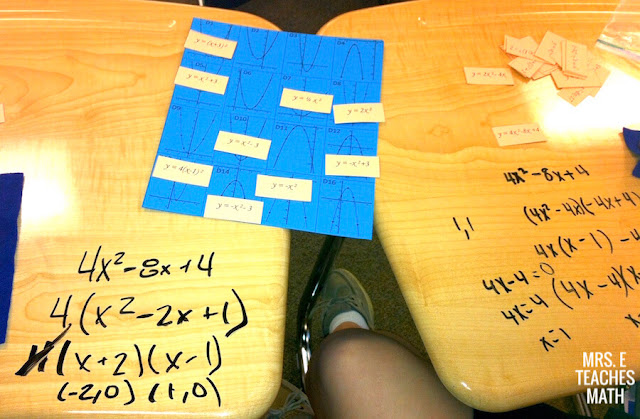 Quadratics and Writing on the Desks! | Mrs. E Teaches Math