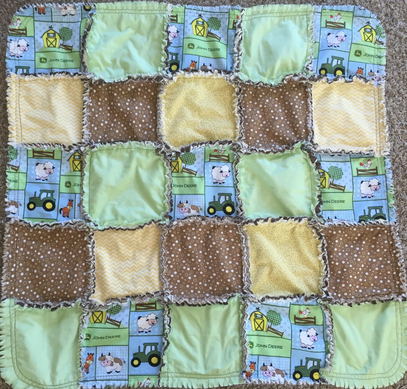 Deerecountry Quilts : Baby Boy Farm Rag Quilt