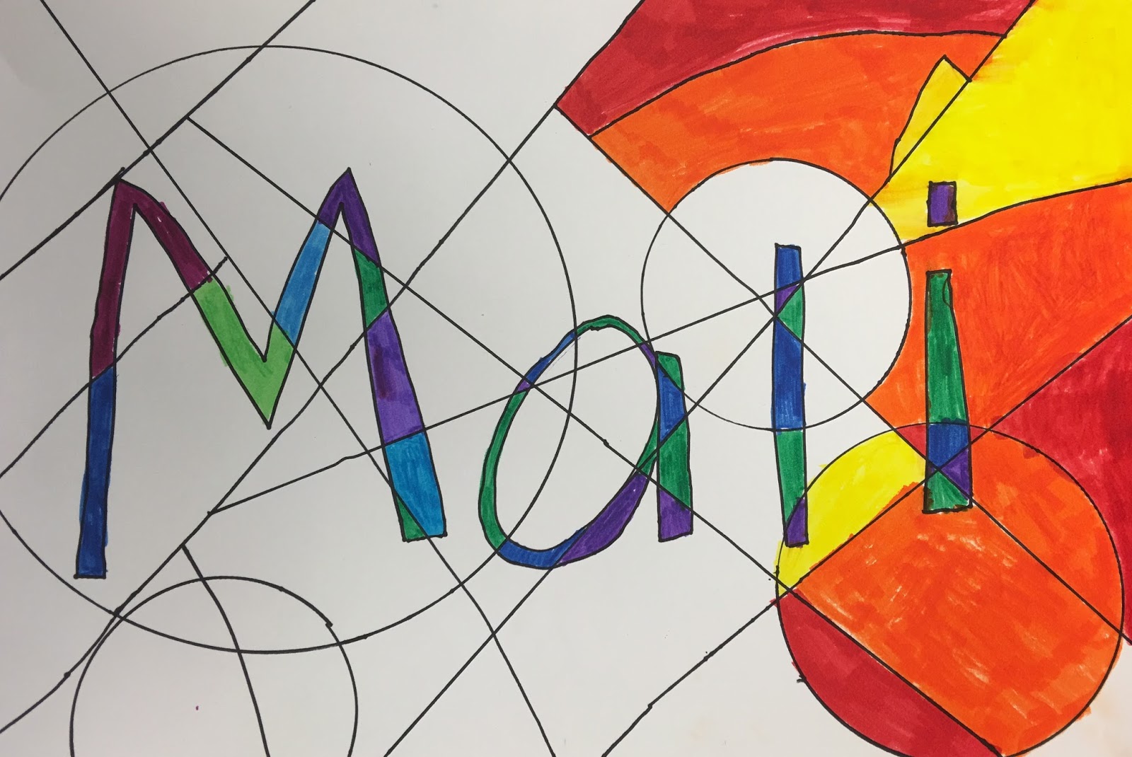 Art Room Blog: 2nd Grade Name Lines, Circles, Warm and Cool...
