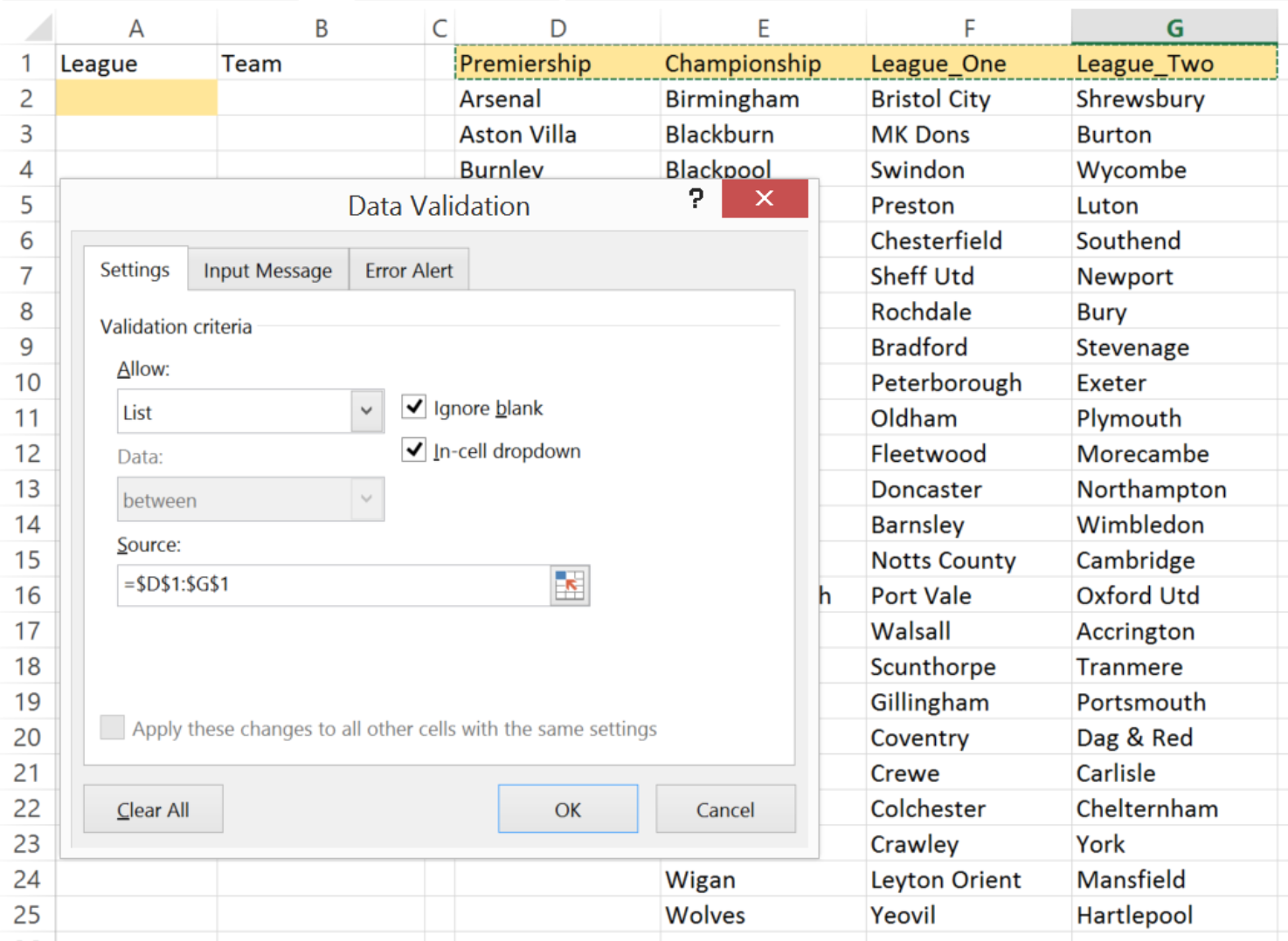 Excel nuggets: 2 Tier Data Validation pick-lists in Excel
