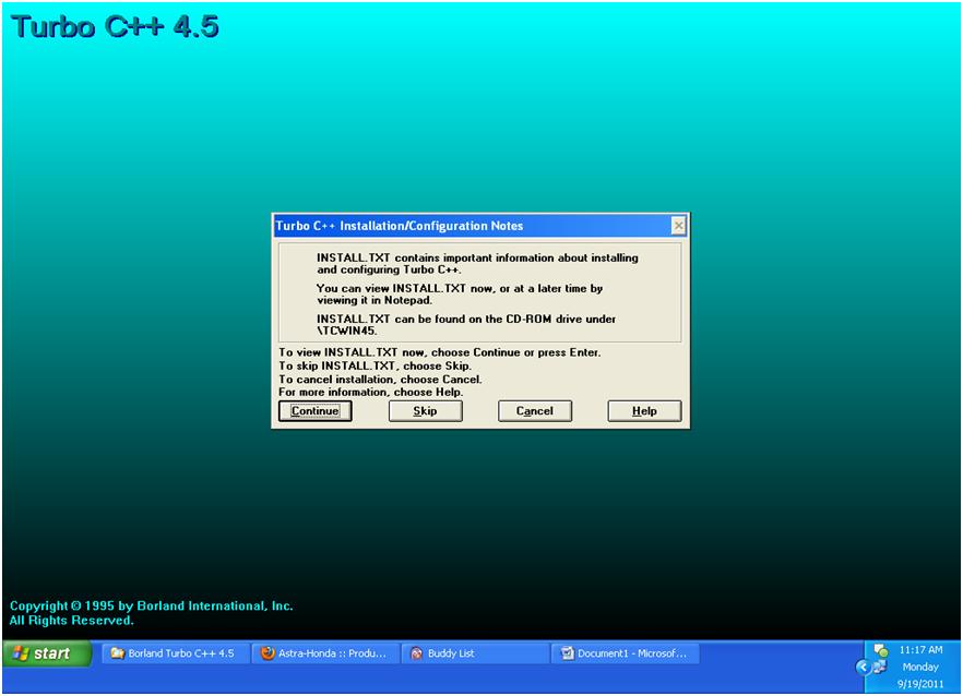 Cara Instalasi Borland Turbo C++ 4.5