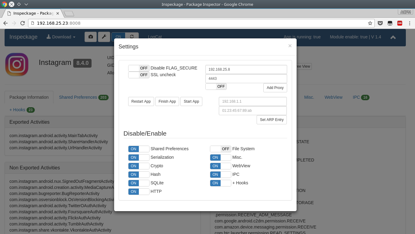 Inspeckage - (Android Package Inspector) Dynamic Analysis With Api Hooks, Start Unexported ...