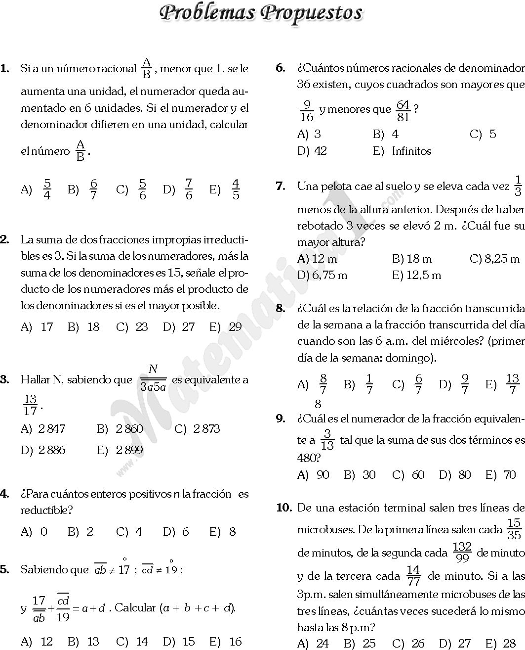 NUMEROS RACIONALES Y FRACCIONARIOS EJERCICIOS RESUELTOS PDF
