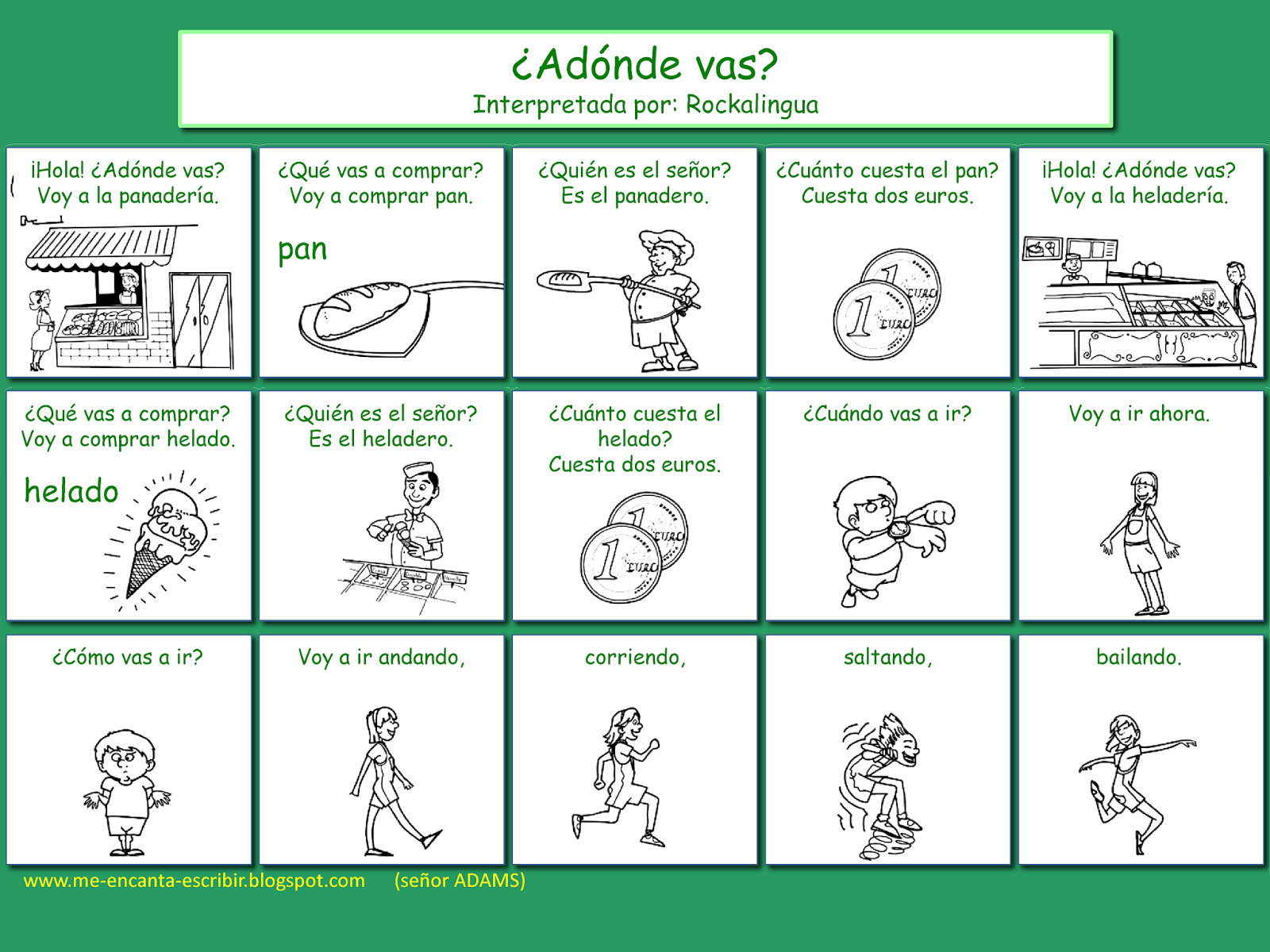 Me encanta escribir en español: Canción: ¿Adónde vas? (el verbo IR)
