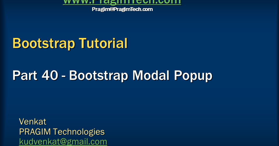 Sql server, .net and c# video tutorial: Bootstrap modal popup