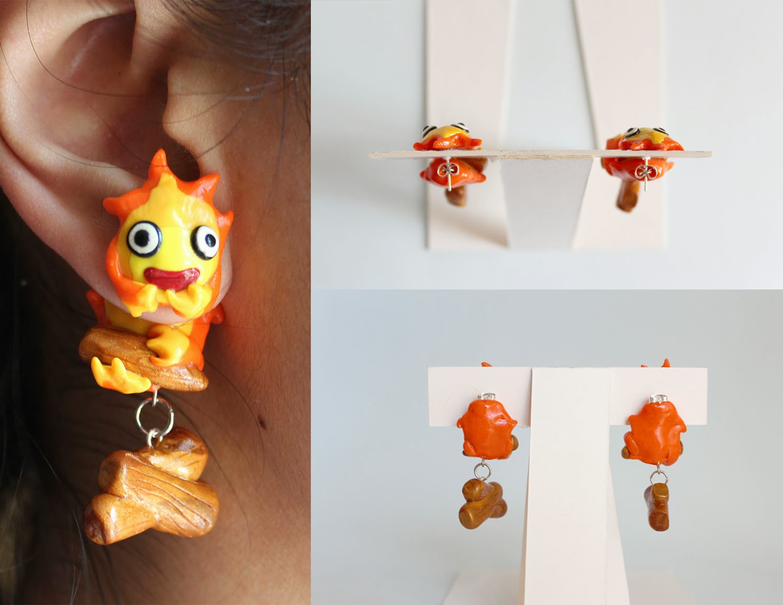 ArtzieRUSH: Calcifer Polymer Clay Earrings