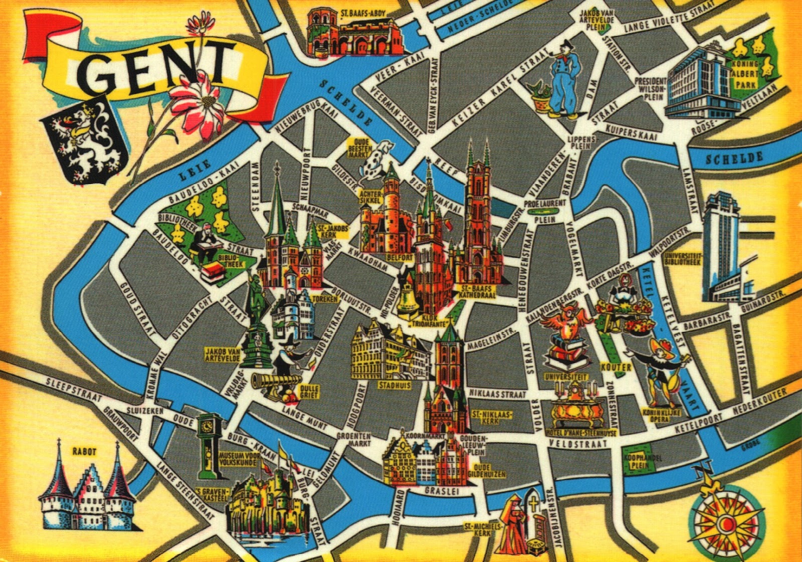 Postcards of the World: Maps of the world: Gent (Belgium)