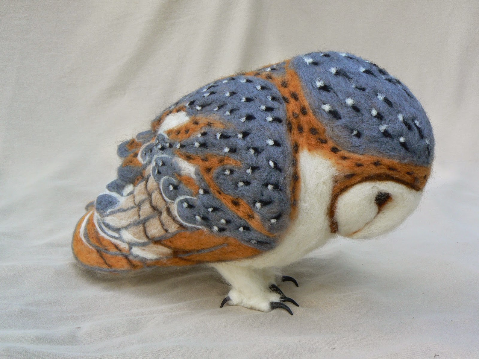 Plains Song Studio: Needle Felted Barn Owl: Reflection