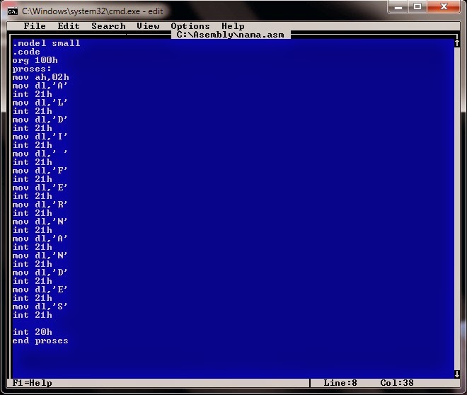 Mencetak Nama Sendiri Pada Software Assembly ~ Berbagi Itu Indah