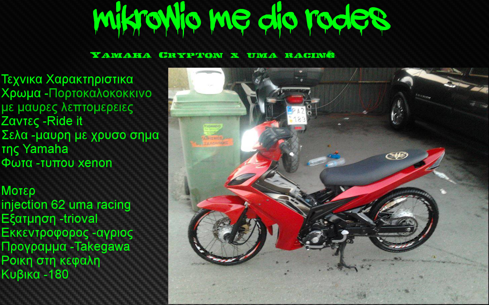 Mikrowio me dio rodes: Yamaha Crypton x 62 Uma Racing