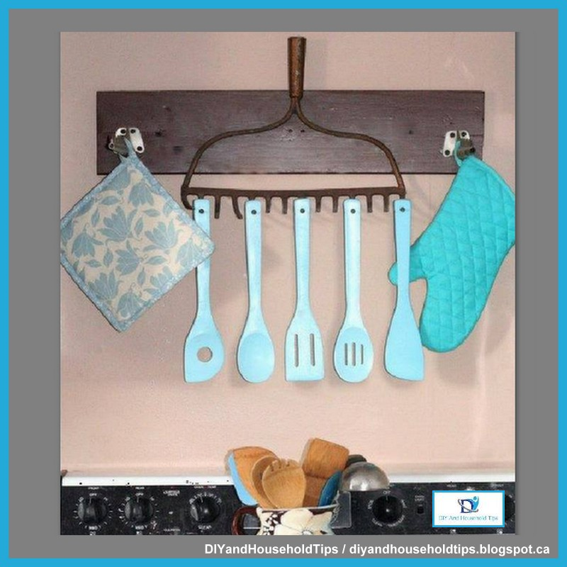 DIY And Household Tips: Turn An Old Rake Head Into A Rustic Utensil Holder