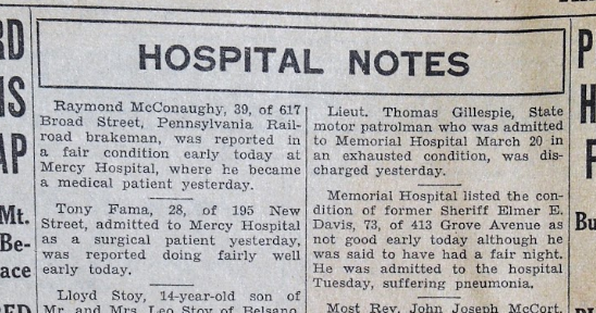 Vintage Johnstown: Hospital Notes - 2 April 1936