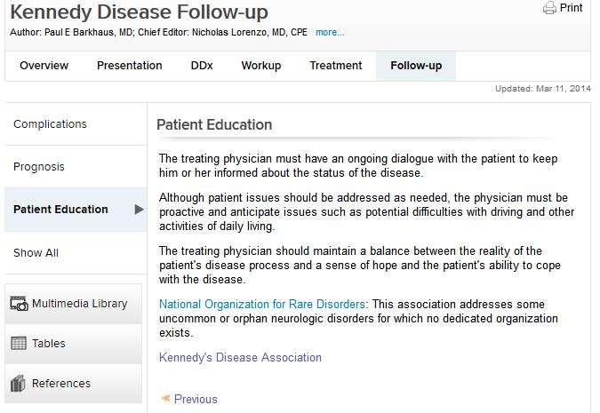 Living with Kennedy's Disease: Another Online Resource on Kennedy’s Disease