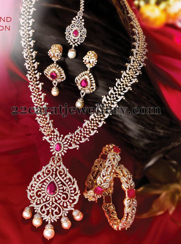 Complete Diamond Set with Tikka - Jewellery Designs