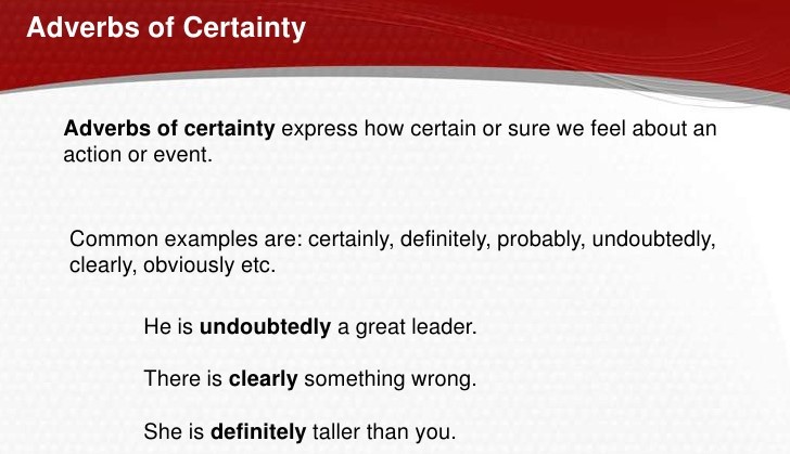 Adverbs of Certainty - English Grammar A To Z