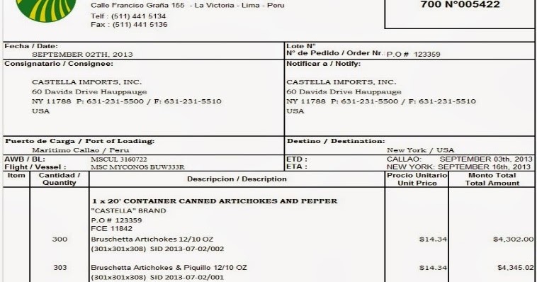5. Documentos exigidos por Aduana