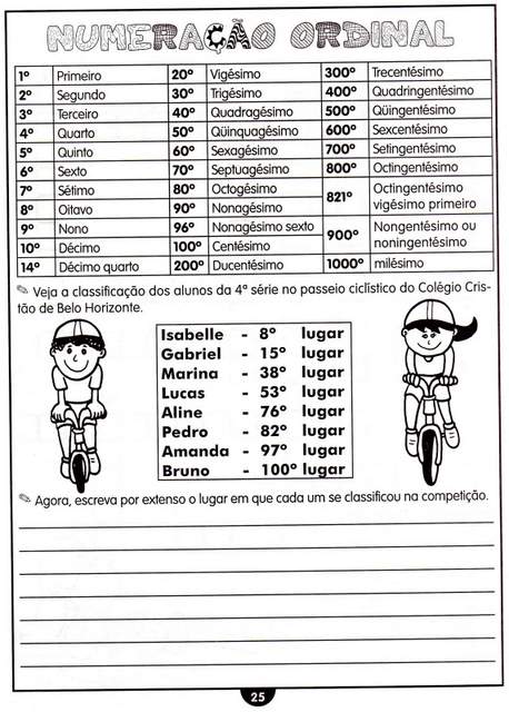 Numeração Ordinal Modelos Prontos de Atividades para o 4 ano ...
