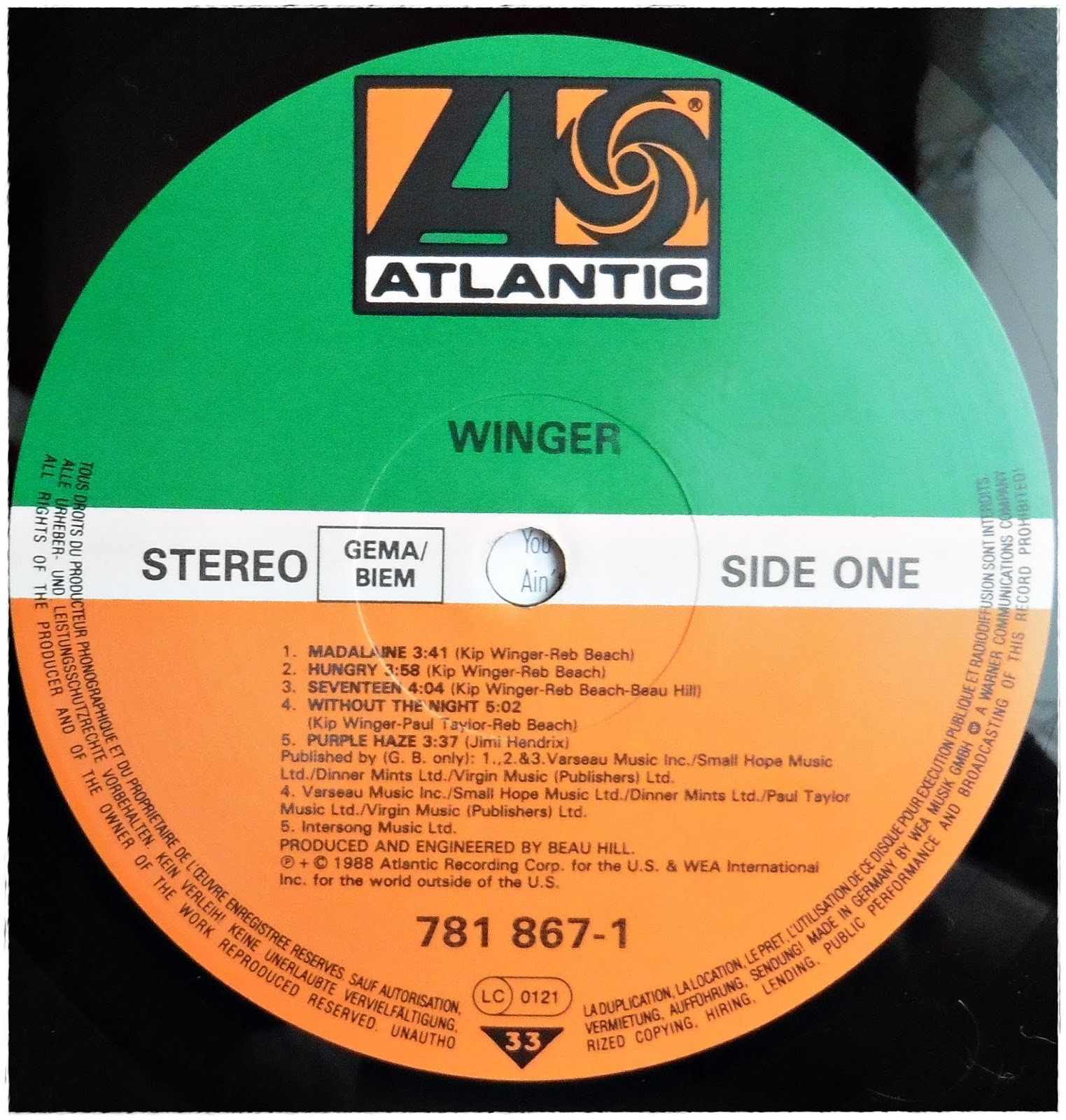 Winger – Winger (Atlantic records – 1988)