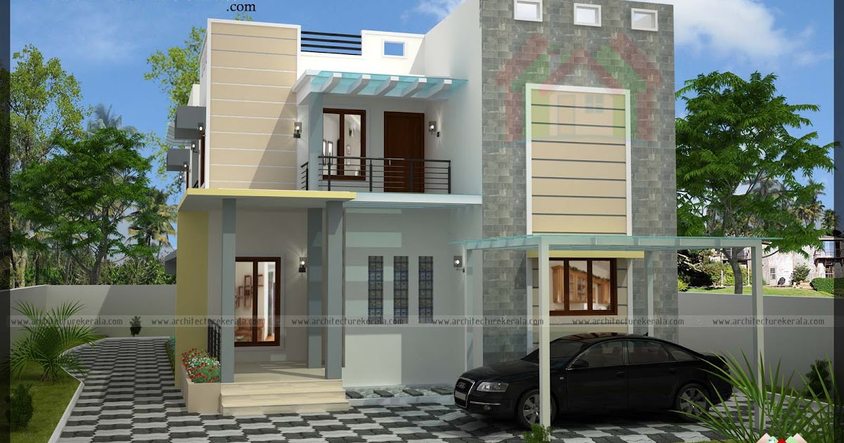 Stylish 4 Bedroom Small Plot Home Design with Free Plan - Kerala Home ...