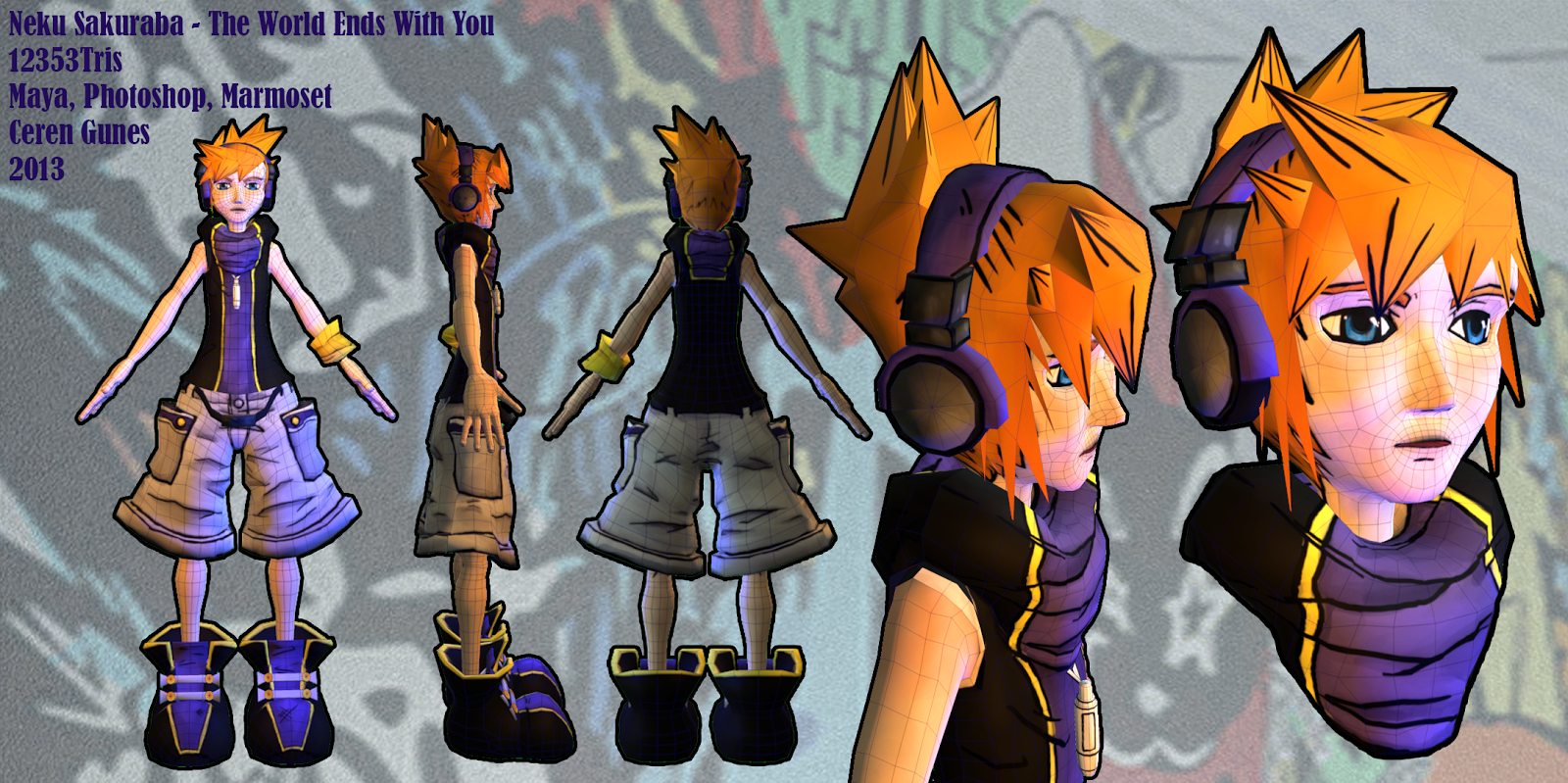 Low Poly Modelling : Final Neku Sakuraba Model