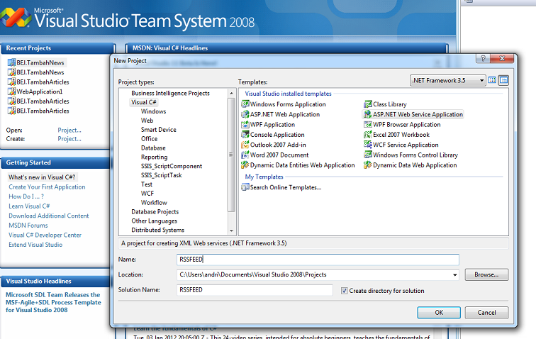 Beginer Asp.Net C#: MEMBUAT RSSFEED DENGAN MENGGUNAKAN ASP.NET DENGAN VISUAL STUDIO 2008/2010 ...