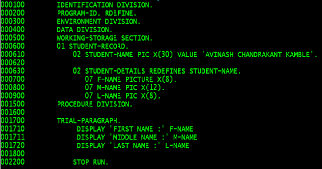 MAINFRAMES....: REDEFINE & RENAME clause