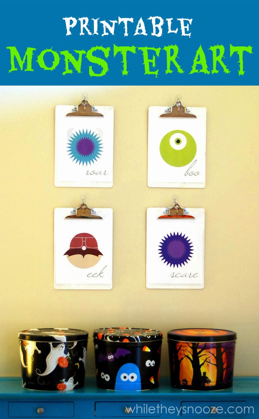 While They Snooze: Printable Monster Art