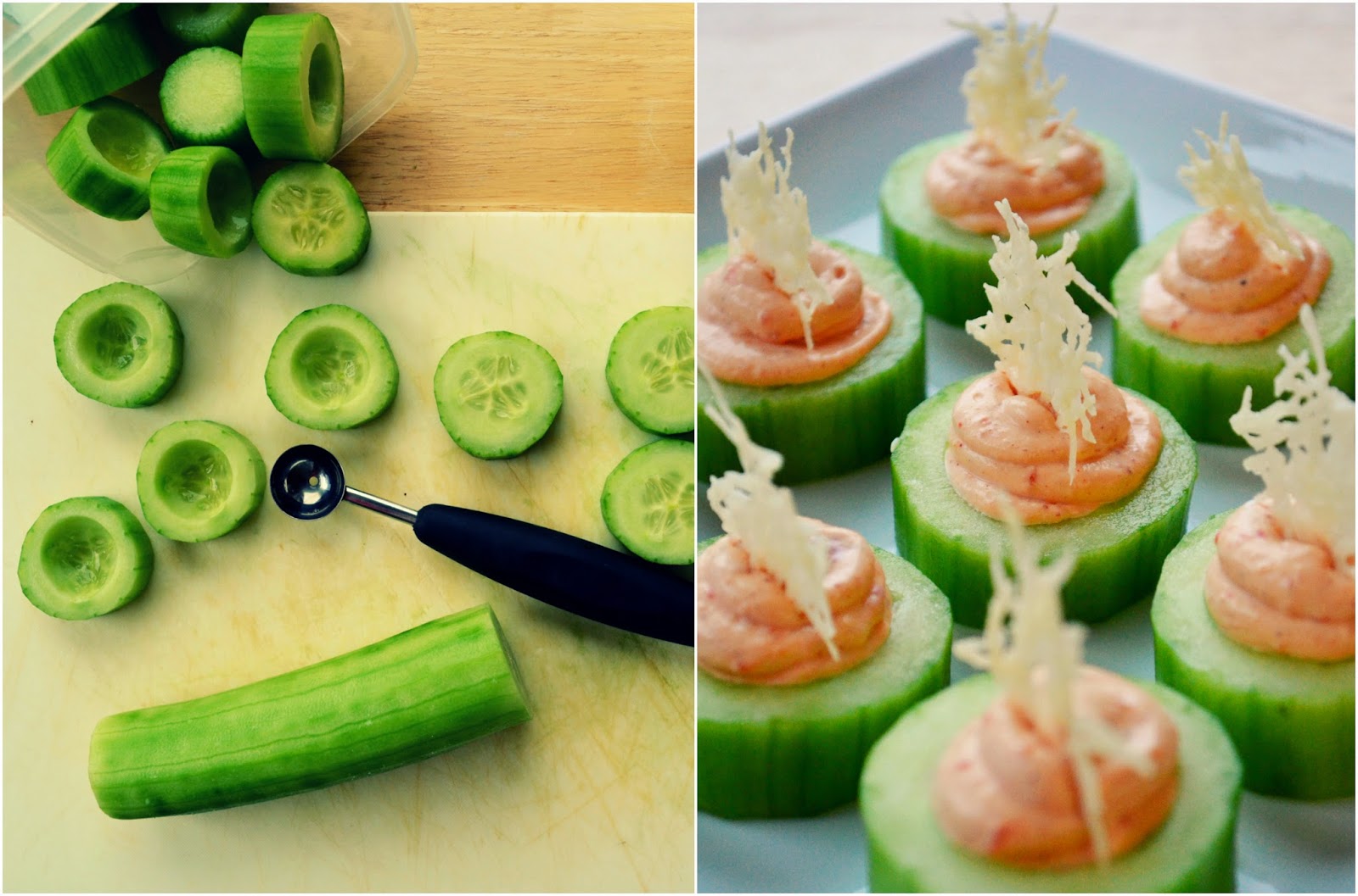 Cucumber Canapés with 2 Cream Cheese Fillings