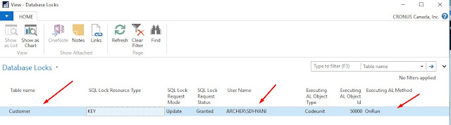 Microsoft Dynamics NAV 2017 - SQL Database Locks.