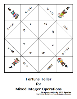Classroom Freebies Too: Mixed Integer Operation Fortune Teller / Cootie ...