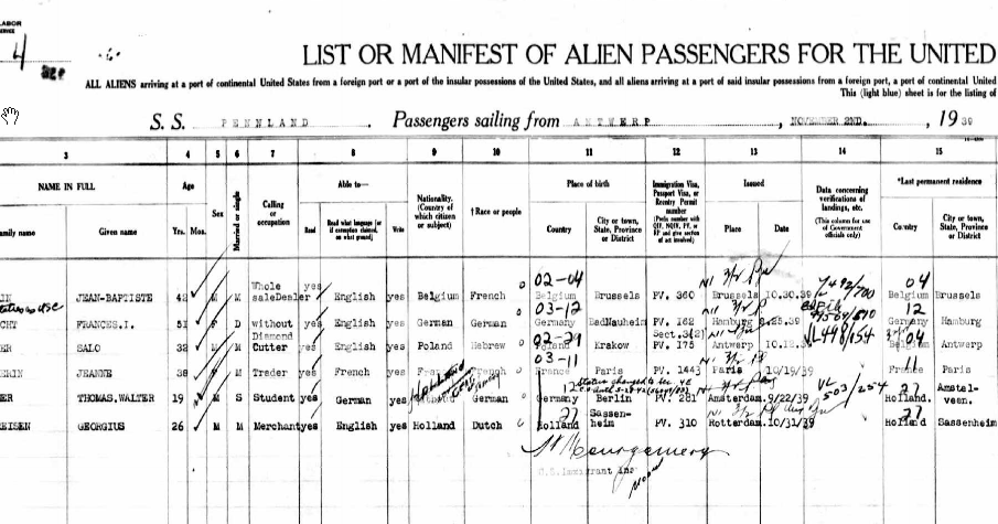 We're Not in Kansas Anymore: November 15, 1939: Ship Manifest of Alien ...
