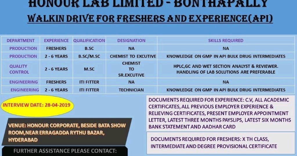 Honour Lab | Walk-in interview for Freshers & Experienced | 28th April ...