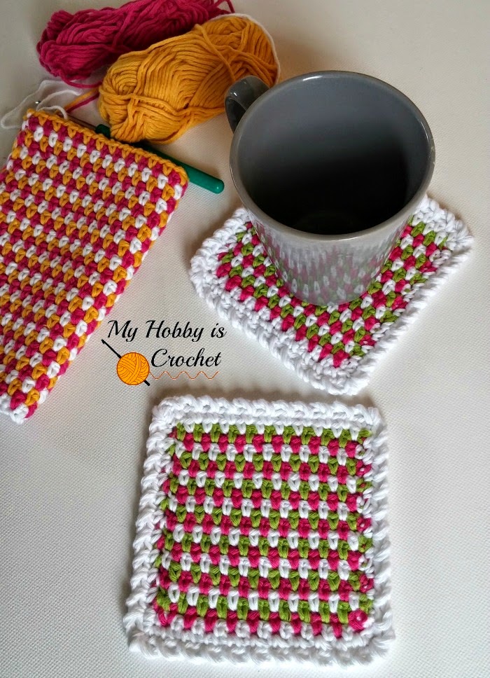 My Hobby Is Crochet: Moss Stitch Coasters - Free Crochet Pattern with ...