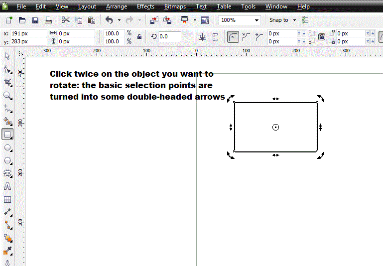graphic-tutorials: Corel Draw basisc: how to rotate an object