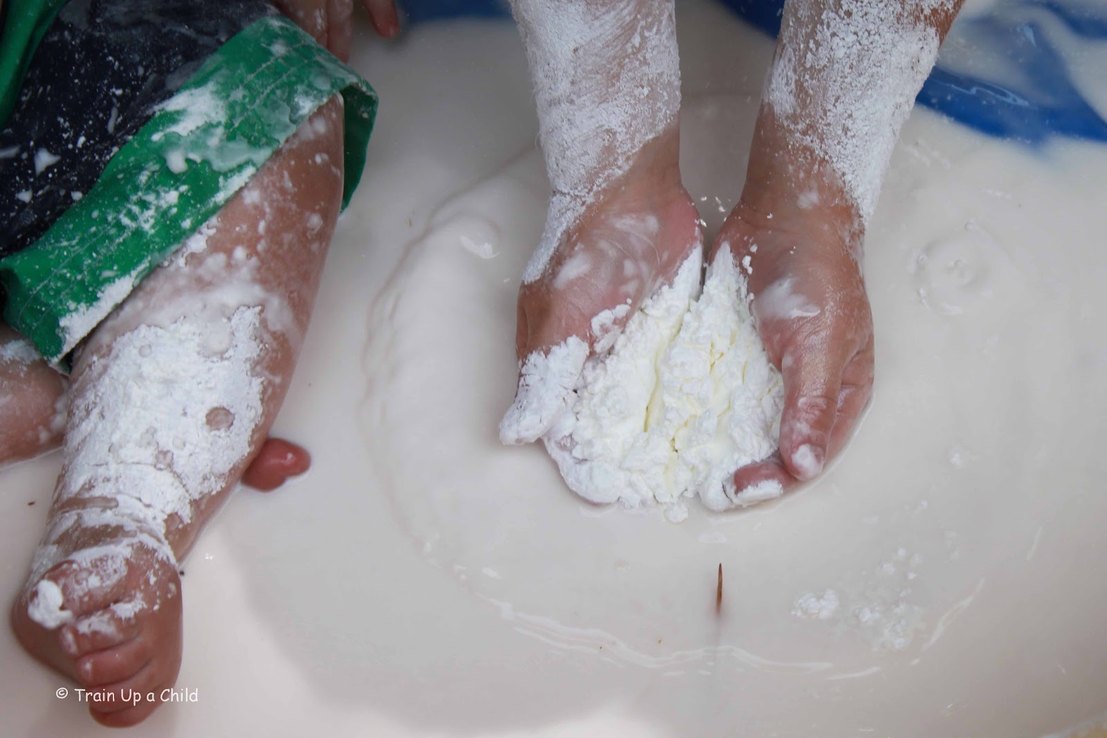 Colorful Oobleck in the Play Pool