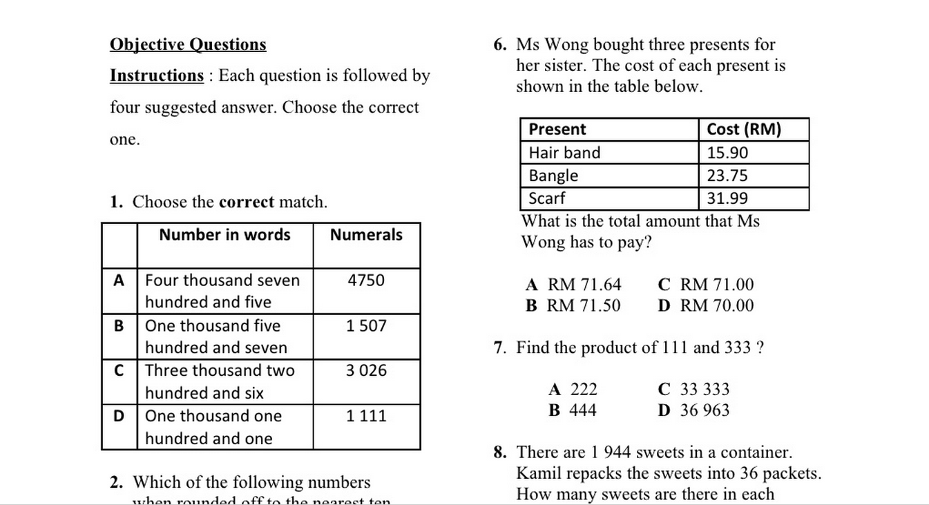 MRSM Pontian Mathematics Department: mathematics form 1 (exercise)