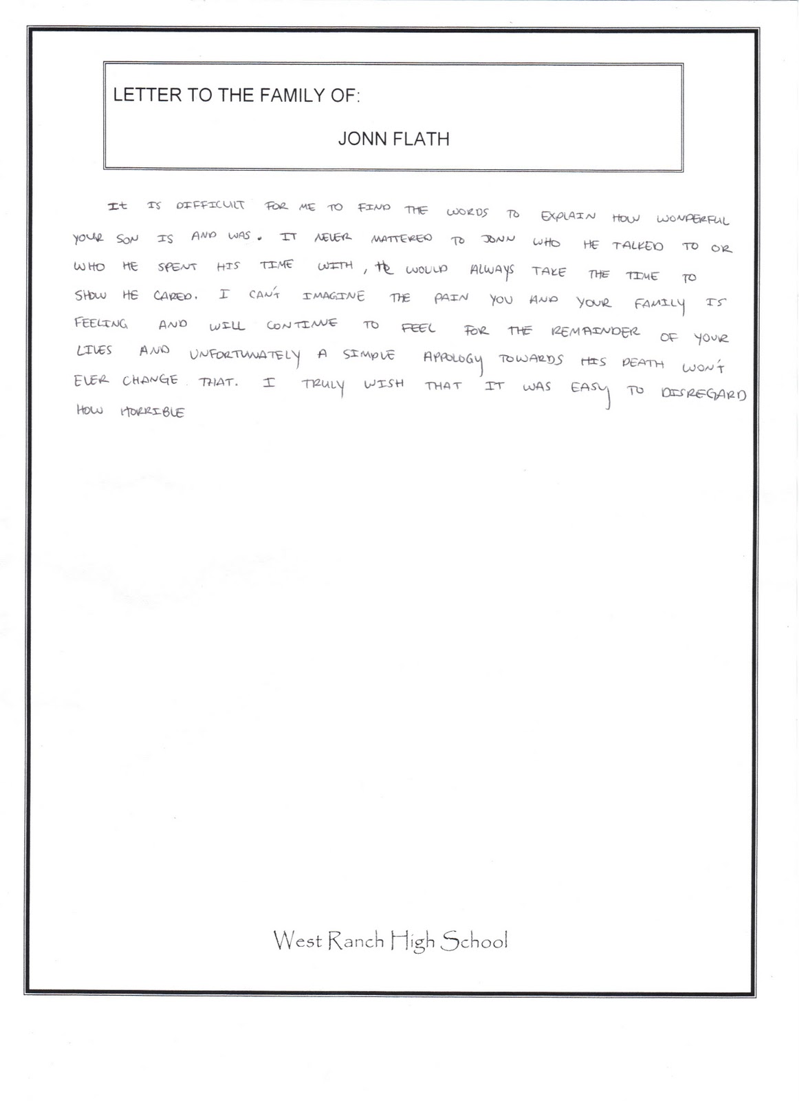 Jonn Scott Flath: Letters from Jonn's Friends 10/24/11