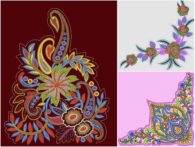 floral corner patch figure for embroidered saree - Latest Embroidery ...