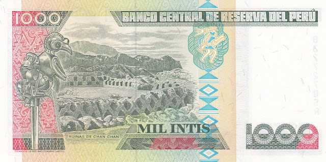 Peru 1000 Intis banknote 1988 Marshal Andres Avelino Caceres|World ...