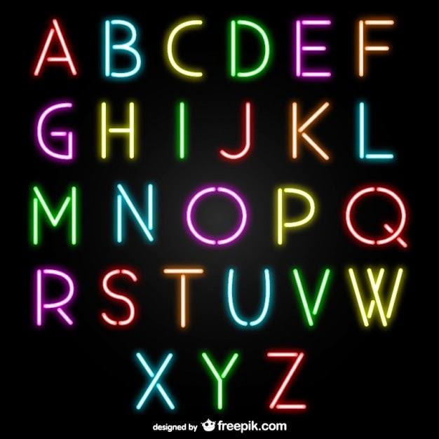 Neon alphabet letters Download | Freebies PSD