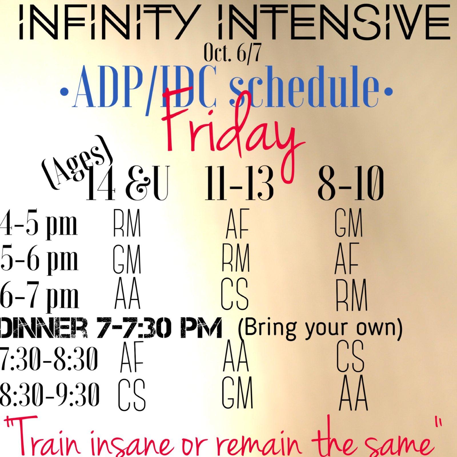 Infinity Intensive Schedule OCT 6-7