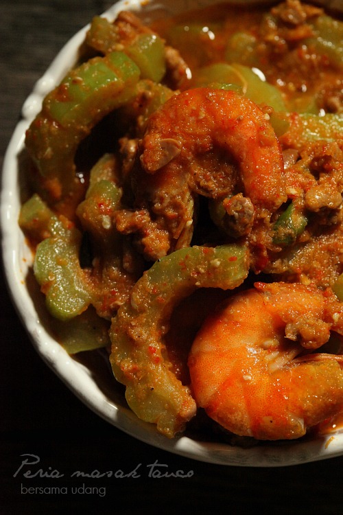 Peria Masak Tauco Bersama Udang - masam manis