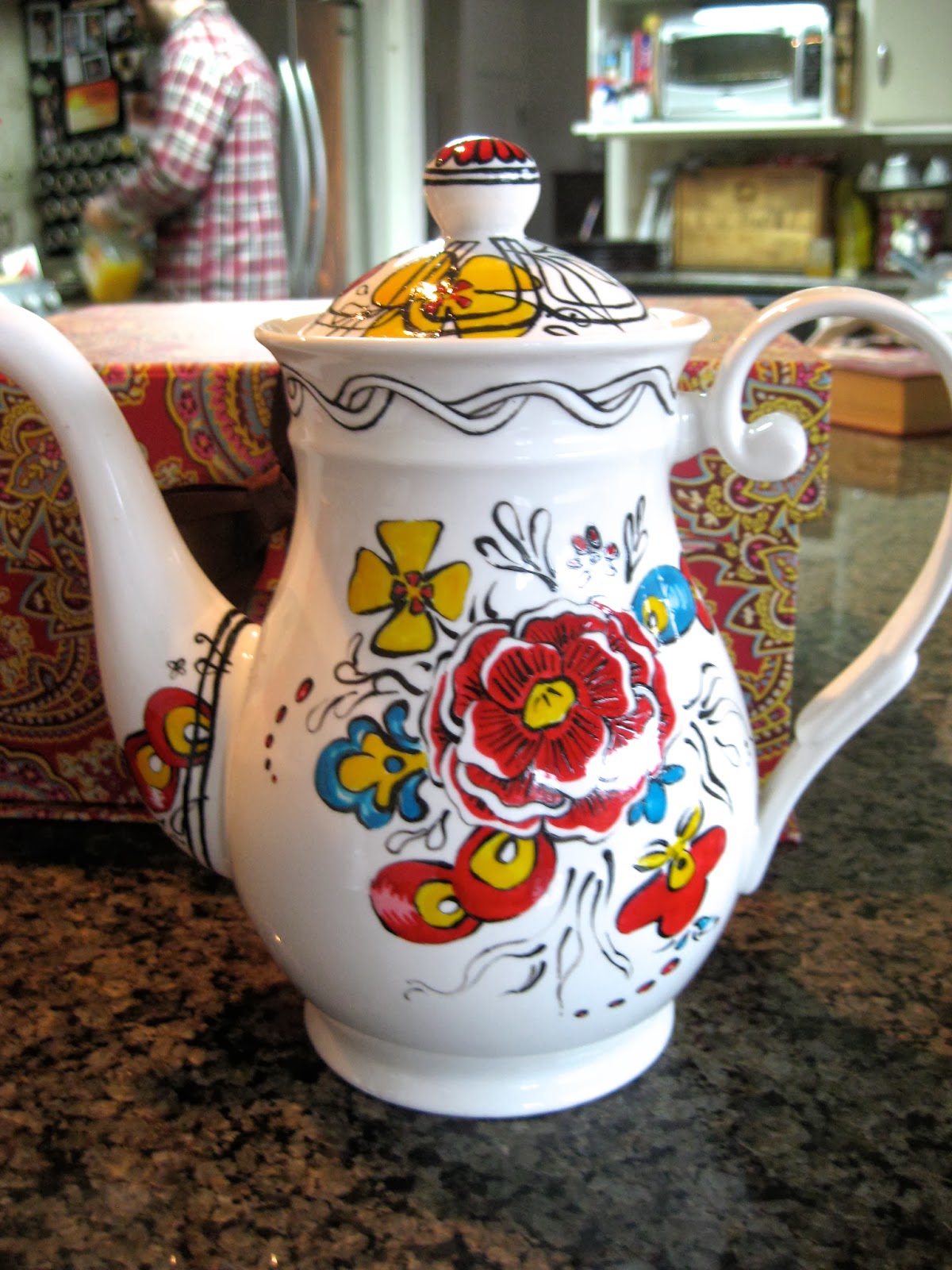 Hand Painted Folk Art Tea Pot
