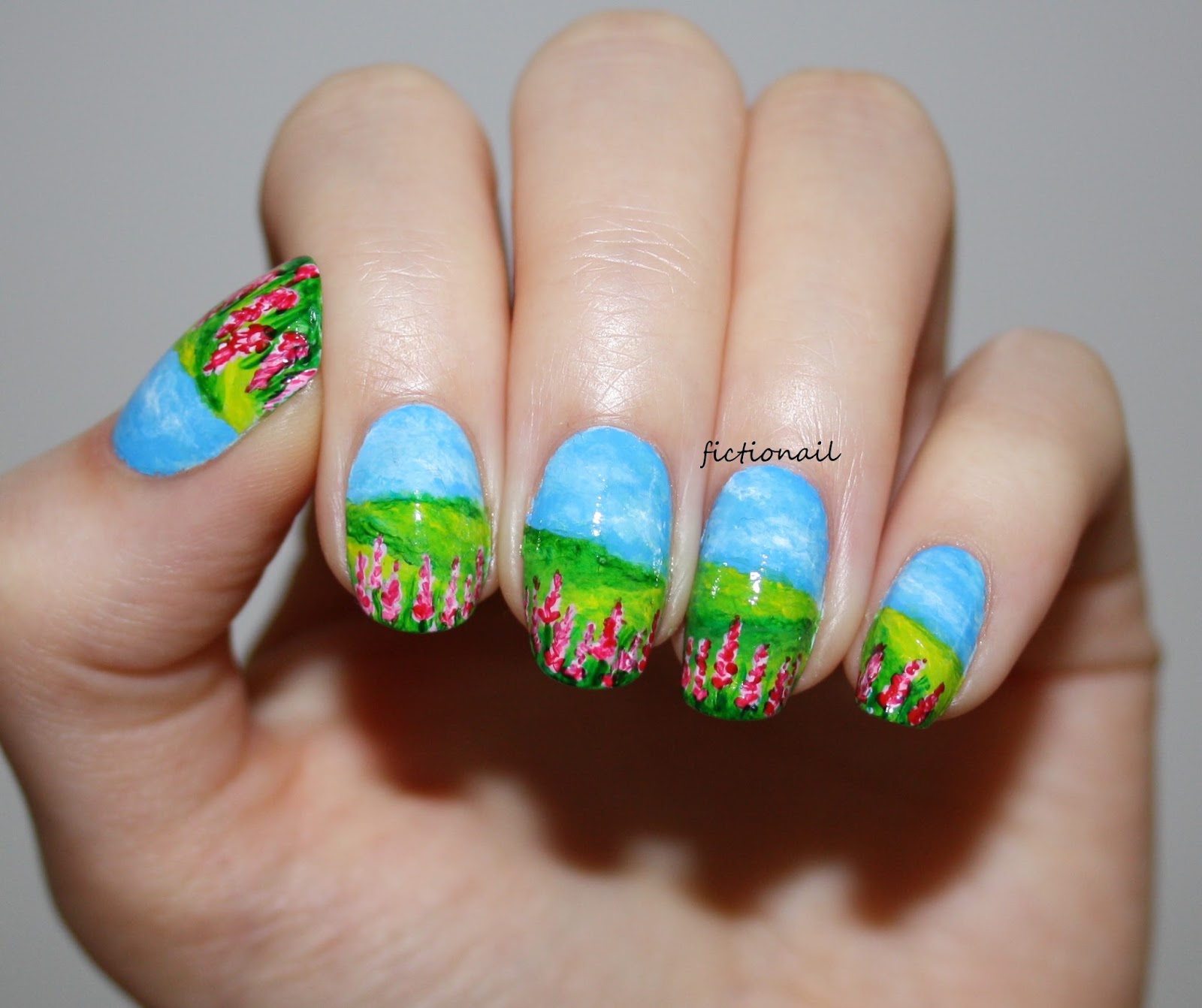 Spring Countryside Landscape Nails