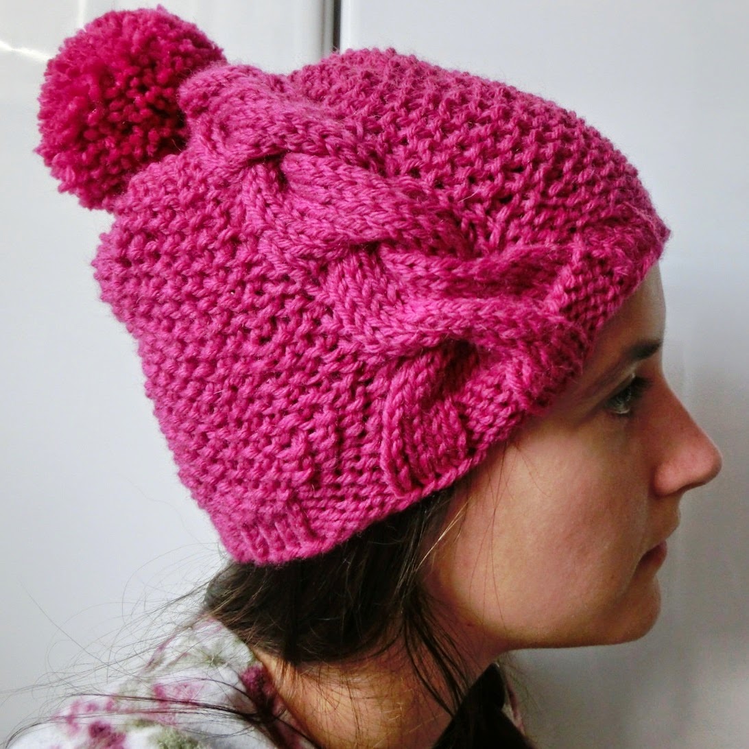 maia_knit: Gorro trenzado rosa