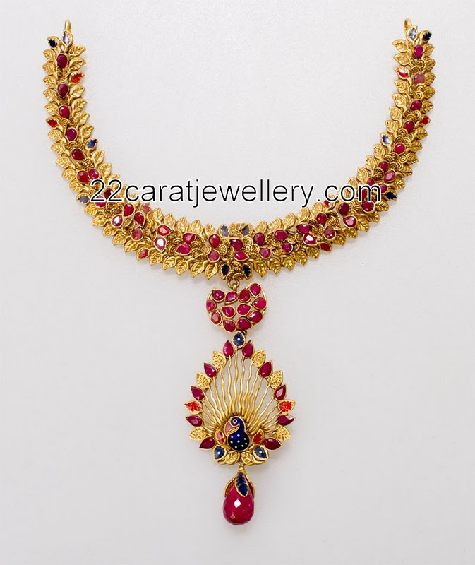 Meena Work Ruby Necklaces - Jewellery Designs