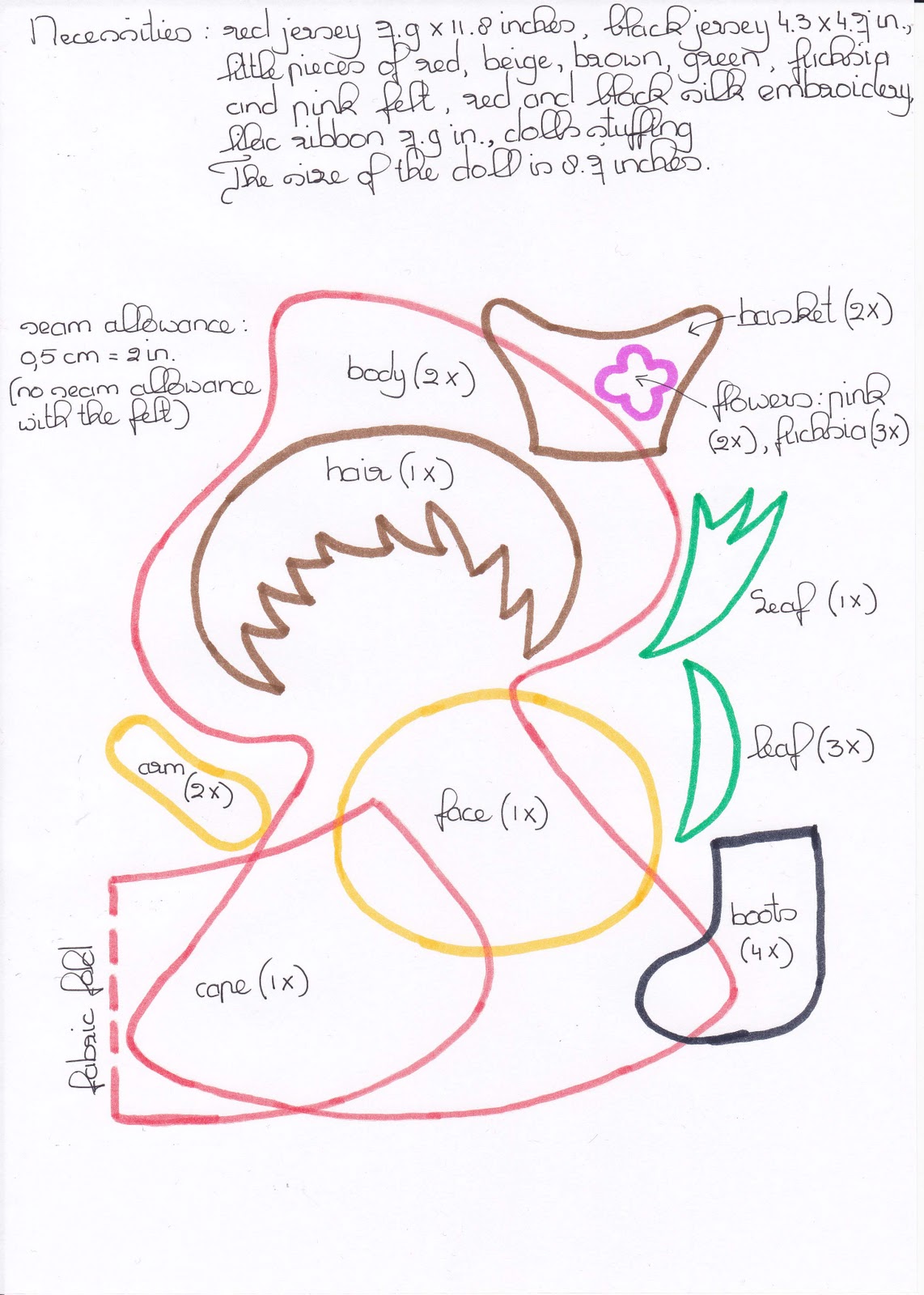 Pattern of little red riding hood